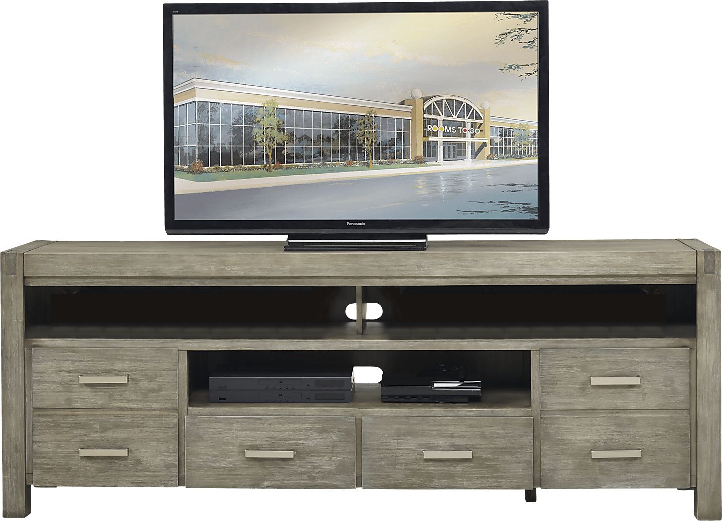 Hidden Springs II Gray 84 in. Flat Screen Console - Rooms To Go