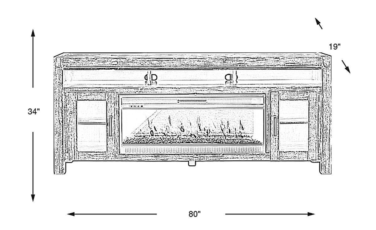 Hidden Springs II Natural Light Wood 80" Console With Crsytal Firebox ...
