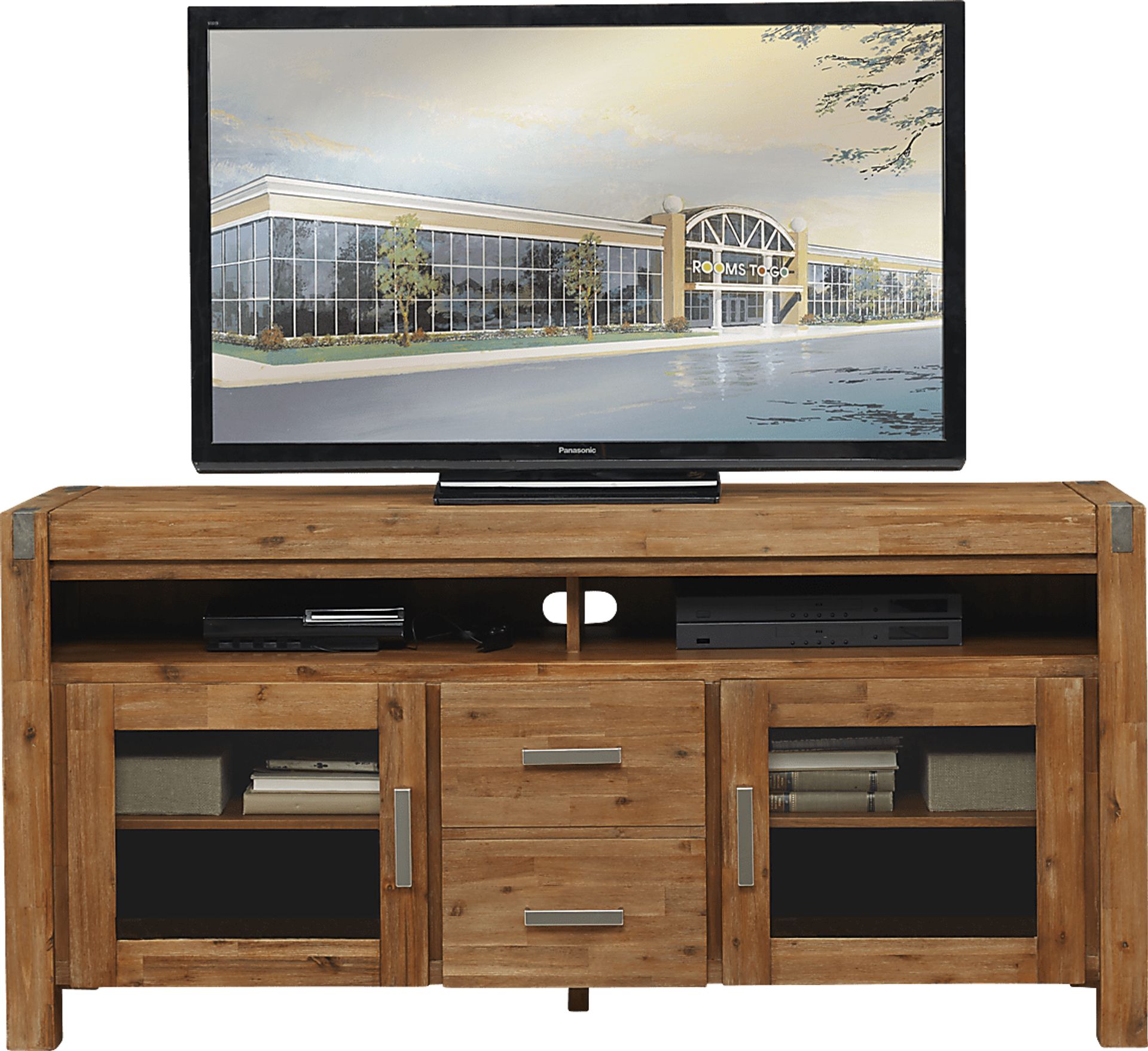 Hidden Springs II Tan Light Wood Console | Rooms to Go