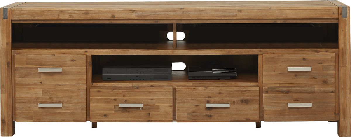 Hidden Springs II Tan Light Wood Console | Rooms to Go