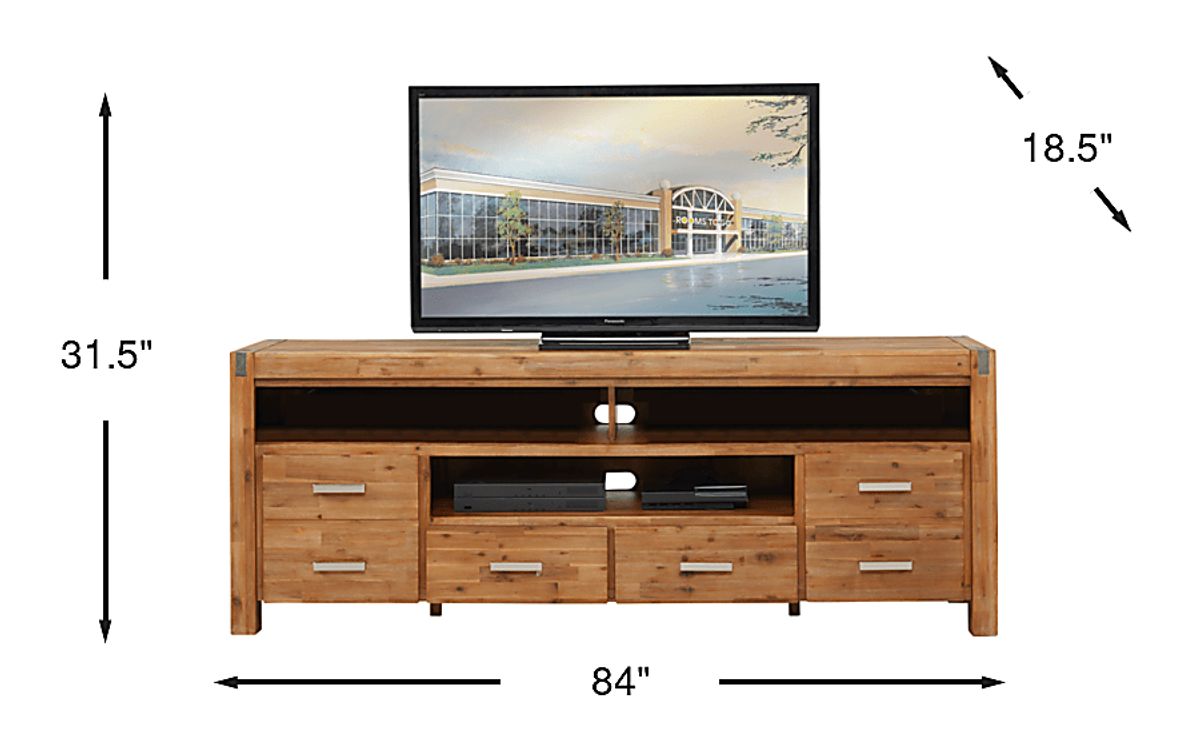 Hidden Springs II Tan Light Wood Console | Rooms to Go