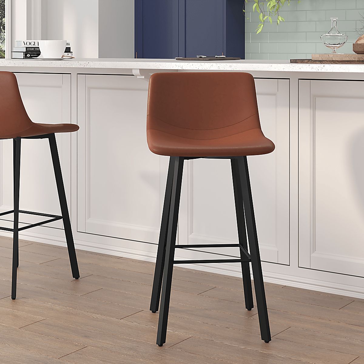 Hiefield Black Black,Colors Cognac Red Barstool, Set Of 2 | Rooms to Go