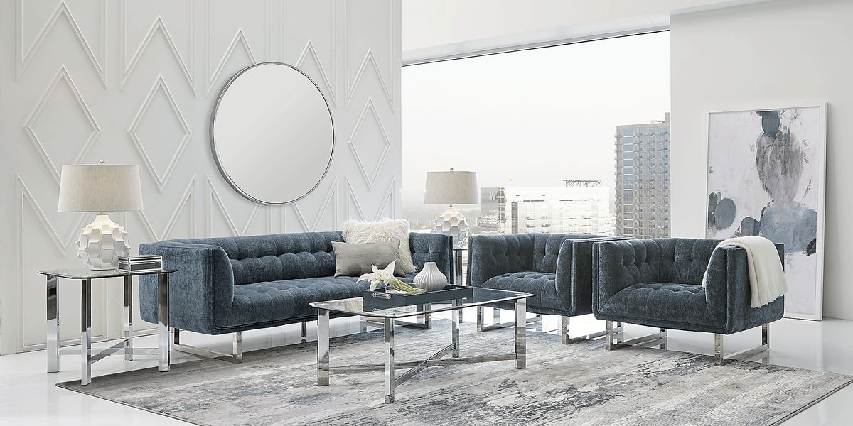 High Rise Blue Microfiber Sofa | Rooms to Go