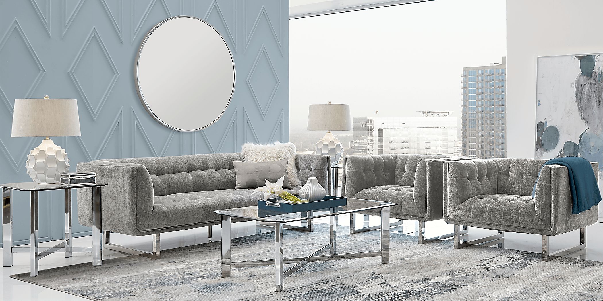 High Rise Gray 7 Pc Living Room - Rooms To Go