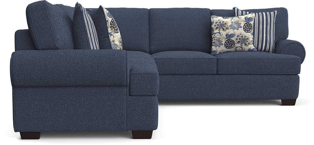 Highland Lakes Blue Polyester Fabric Sleeper 2 Pc Sectional | Rooms to Go