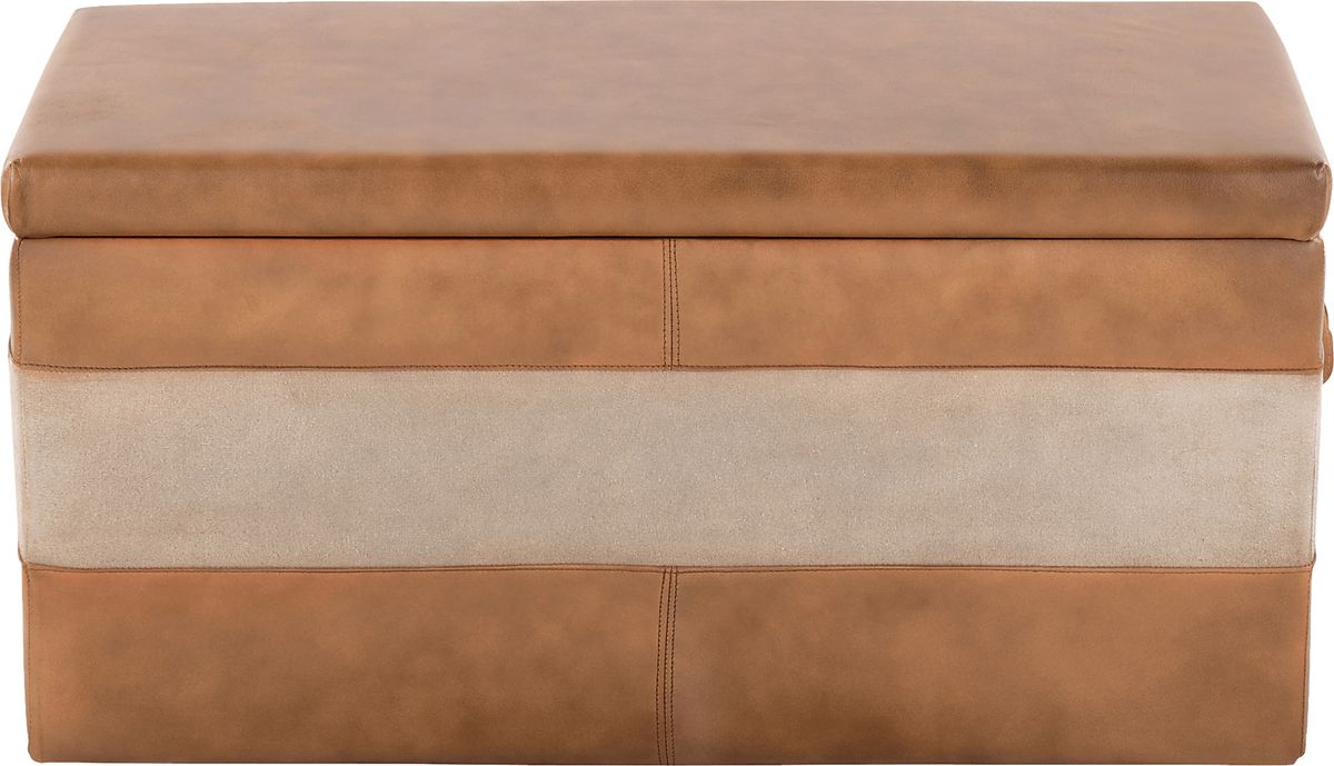 Highlandia Camel Brown Leather Storage Bench | Rooms to Go