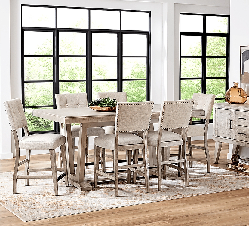 Hill Creek 5 Pc Natural Light Wood Dining Room Set With Counter Height ...