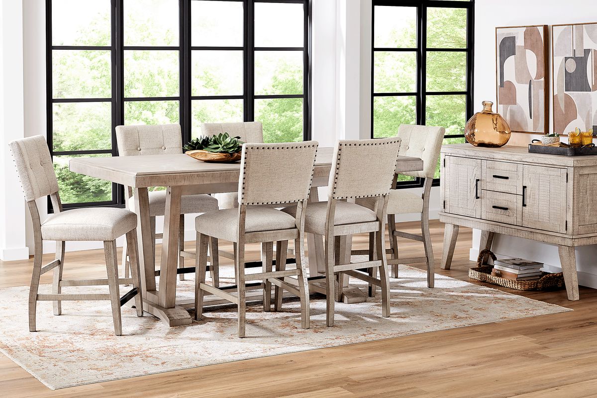 Hill Creek 5 Pc Natural Light Wood Dining Room Set With Counter Height ...