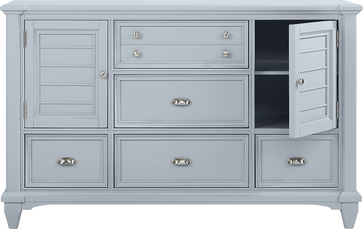Hilton Head 7 Pc Blue Colors King Bedroom Set With 3 Pc King Panel Bed ...