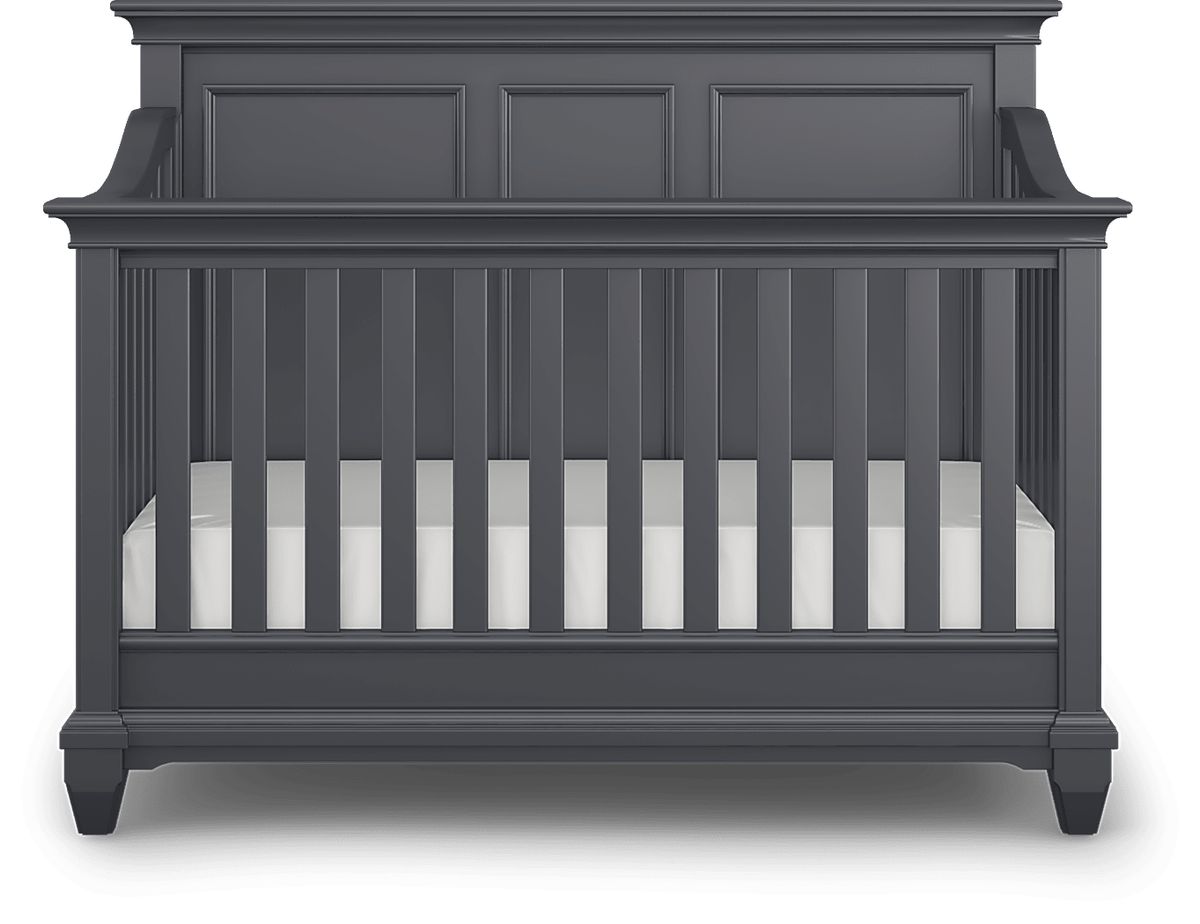 Hilton Head 3 Pc Graphite Black Crib With Toddler Rail And Full Rails ...