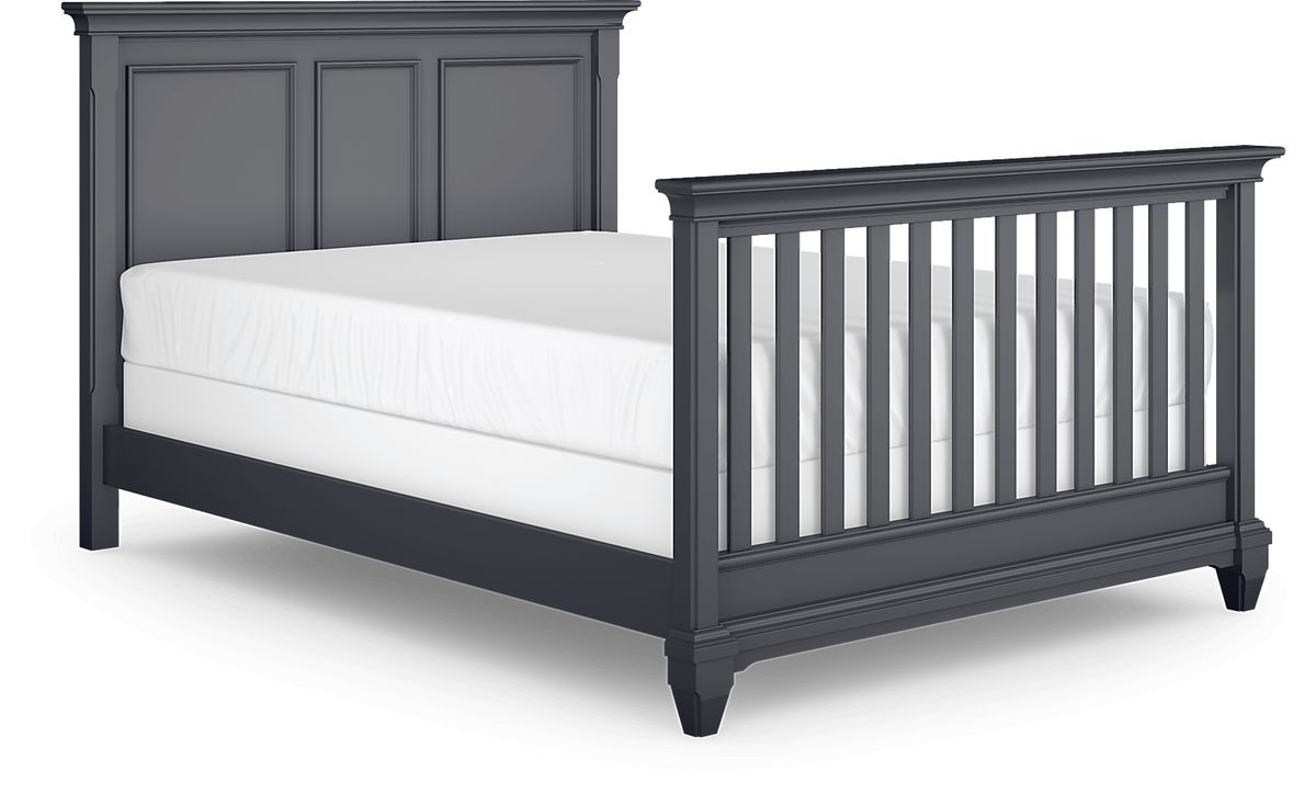 Hilton Head 3 Pc Graphite Black Crib With Toddler Rail And Full Rails ...