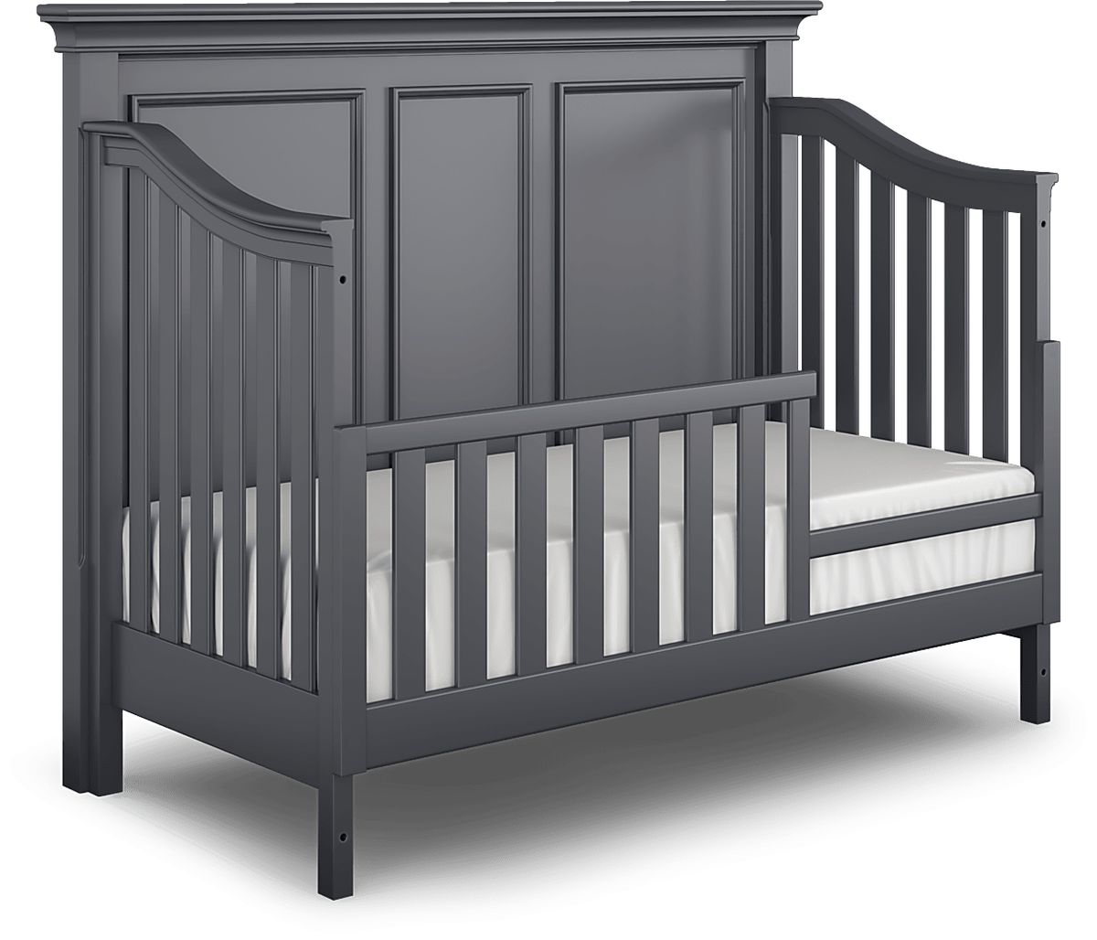 Hilton Head 3 Pc Graphite Black Crib With Toddler Rail And Full Rails ...