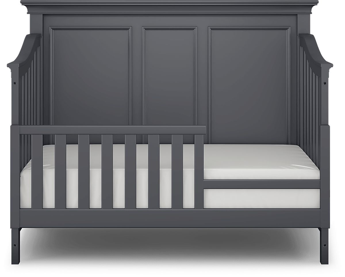 Hilton Head 3 Pc Graphite Black Crib With Toddler Rail And Full Rails ...