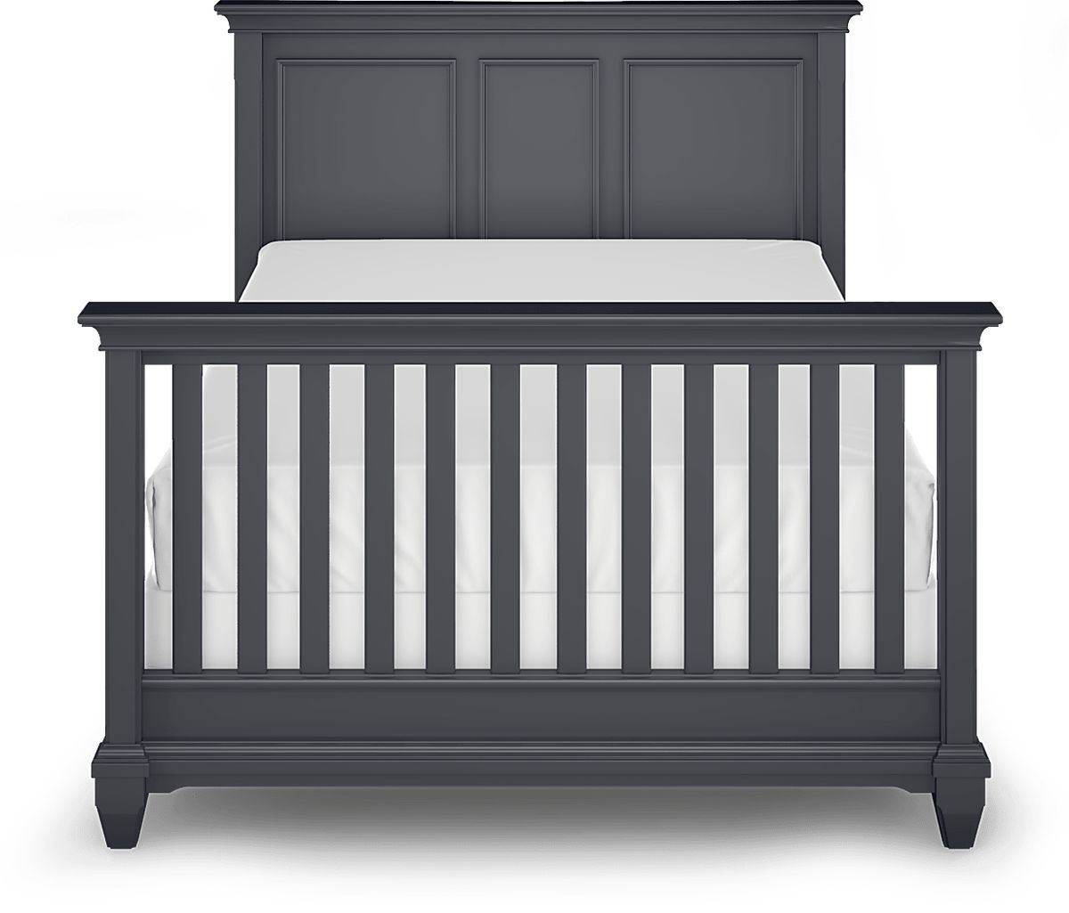 Hilton Head 3 Pc Graphite Black Crib With Toddler Rail And Full Rails ...