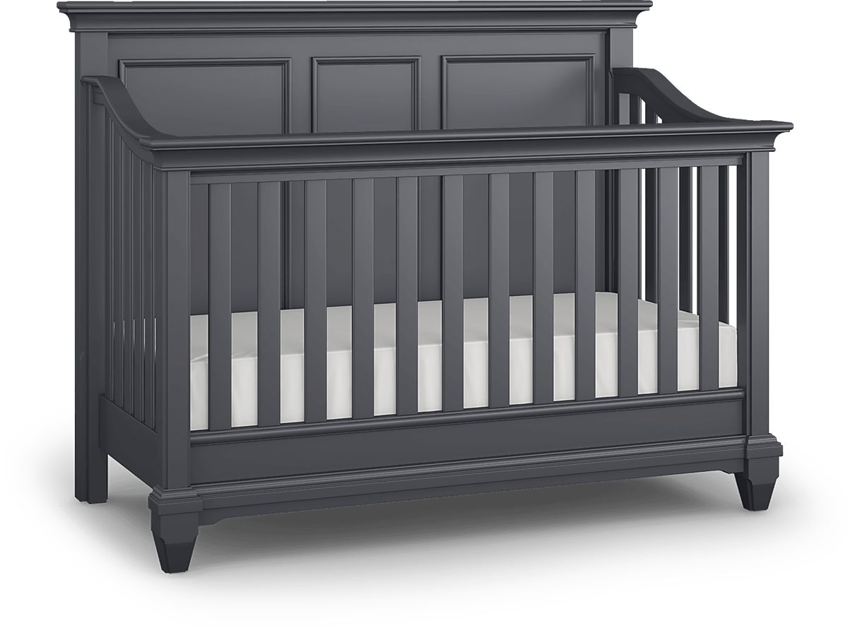 Hilton Head 3 Pc Graphite Black Crib With Toddler Rail And Full Rails ...
