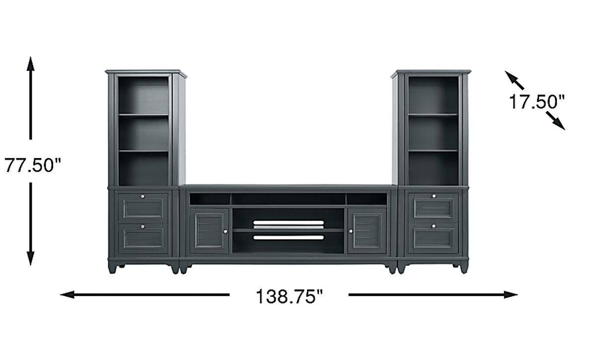 Hilton Head 3 Pc Graphite Black 82 In Console With Piers | Rooms to Go