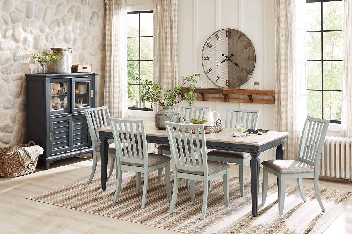 Hilton Head 5 Pc Graphite Black Mint Green Dining Room Set With Dining ...