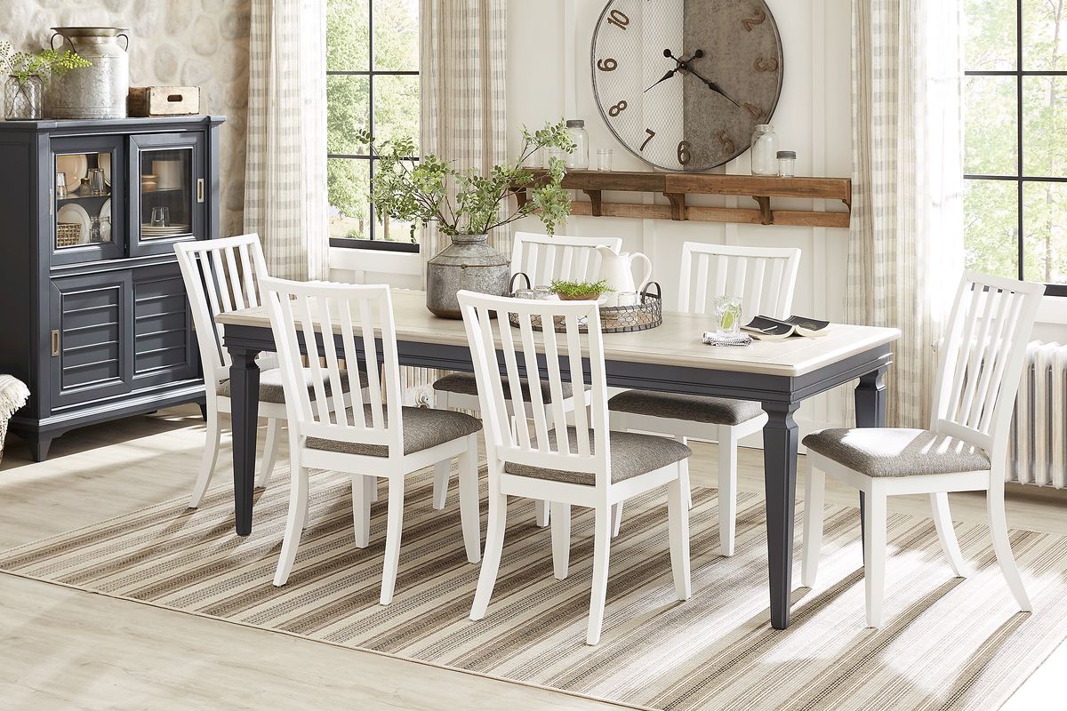 Hilton Head 5 Pc Graphite Black White Dining Room Set With Dining Table ...