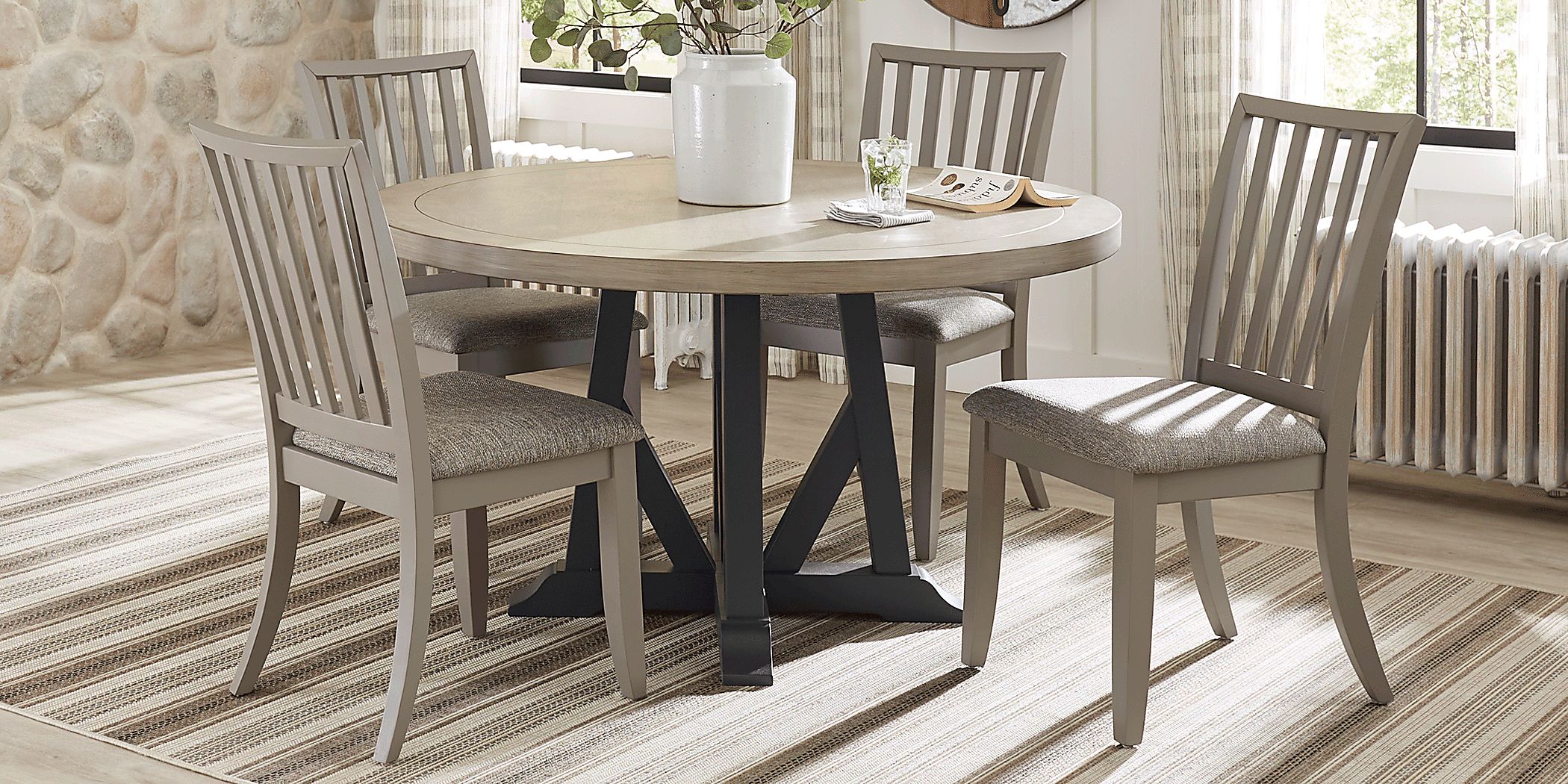 Hilton Head Graphite 5 Pc Round Dining Room with Gray Chairs - Rooms To Go