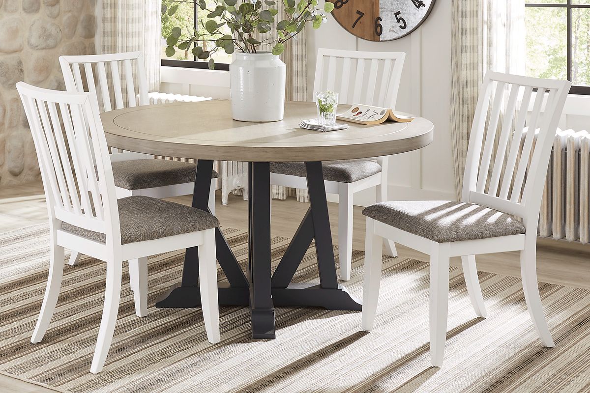 Hilton Head 5 Pc Graphite Black White Dining Room Set With Side Chair ...
