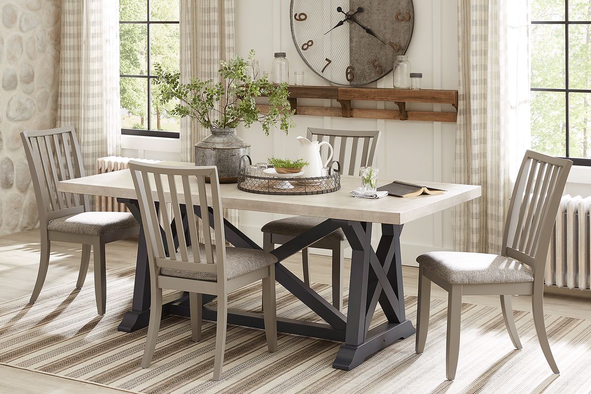 Hilton Head 5 Pc Graphite Black Gray Dining Room Set With Trestle ...