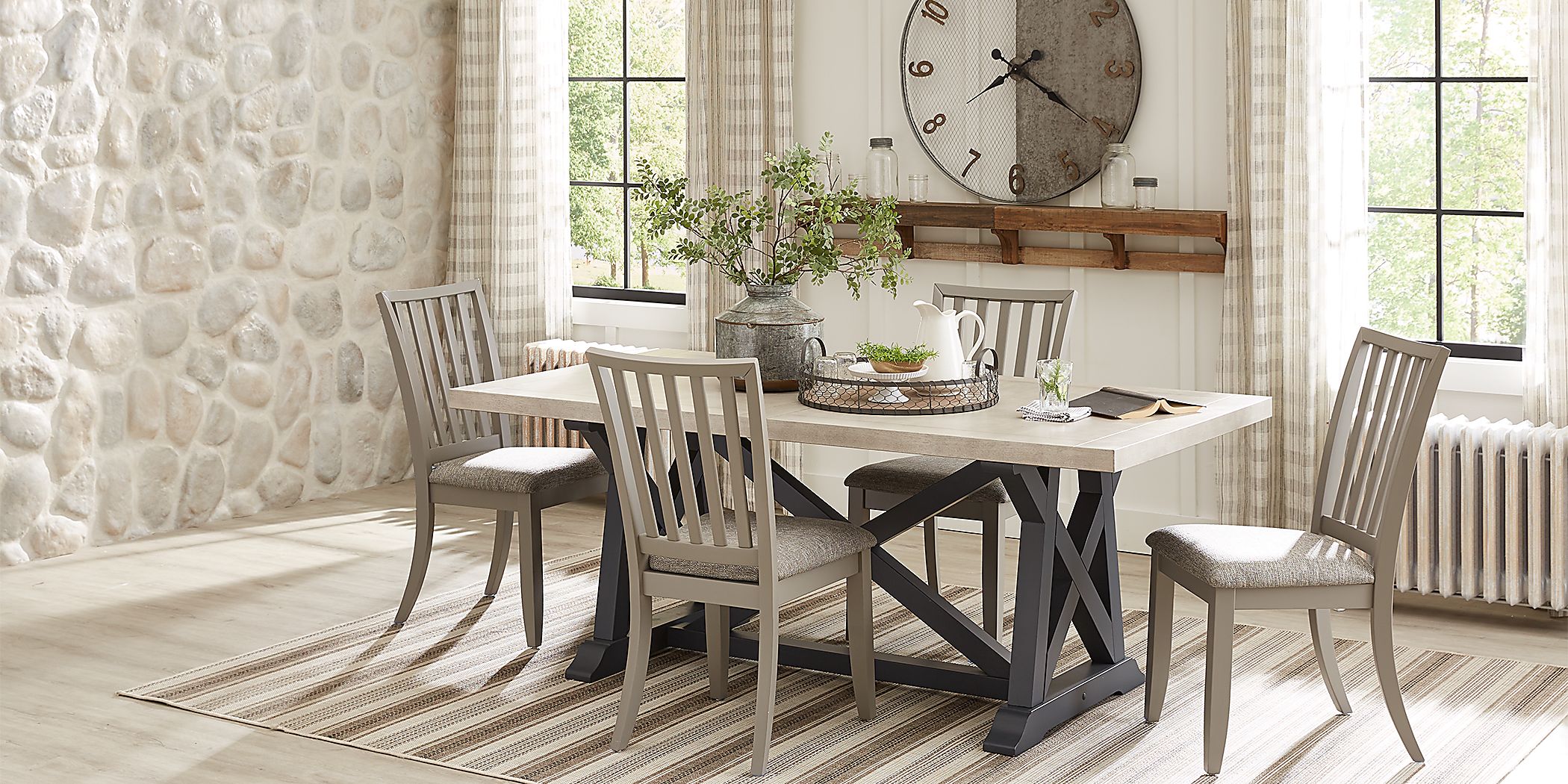 Hilton Head Graphite 5 Pc Trestle Dining Room with Gray Chairs - Rooms ...