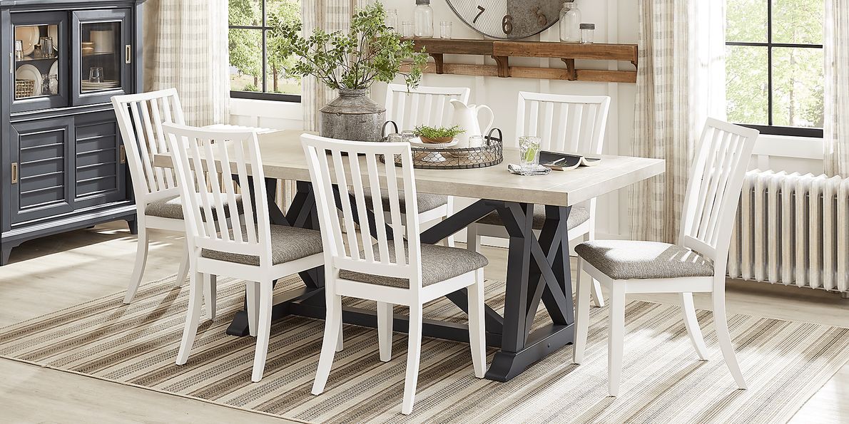 Hilton Head 5 Pc Graphite Black White Dining Room Set With Trestle ...