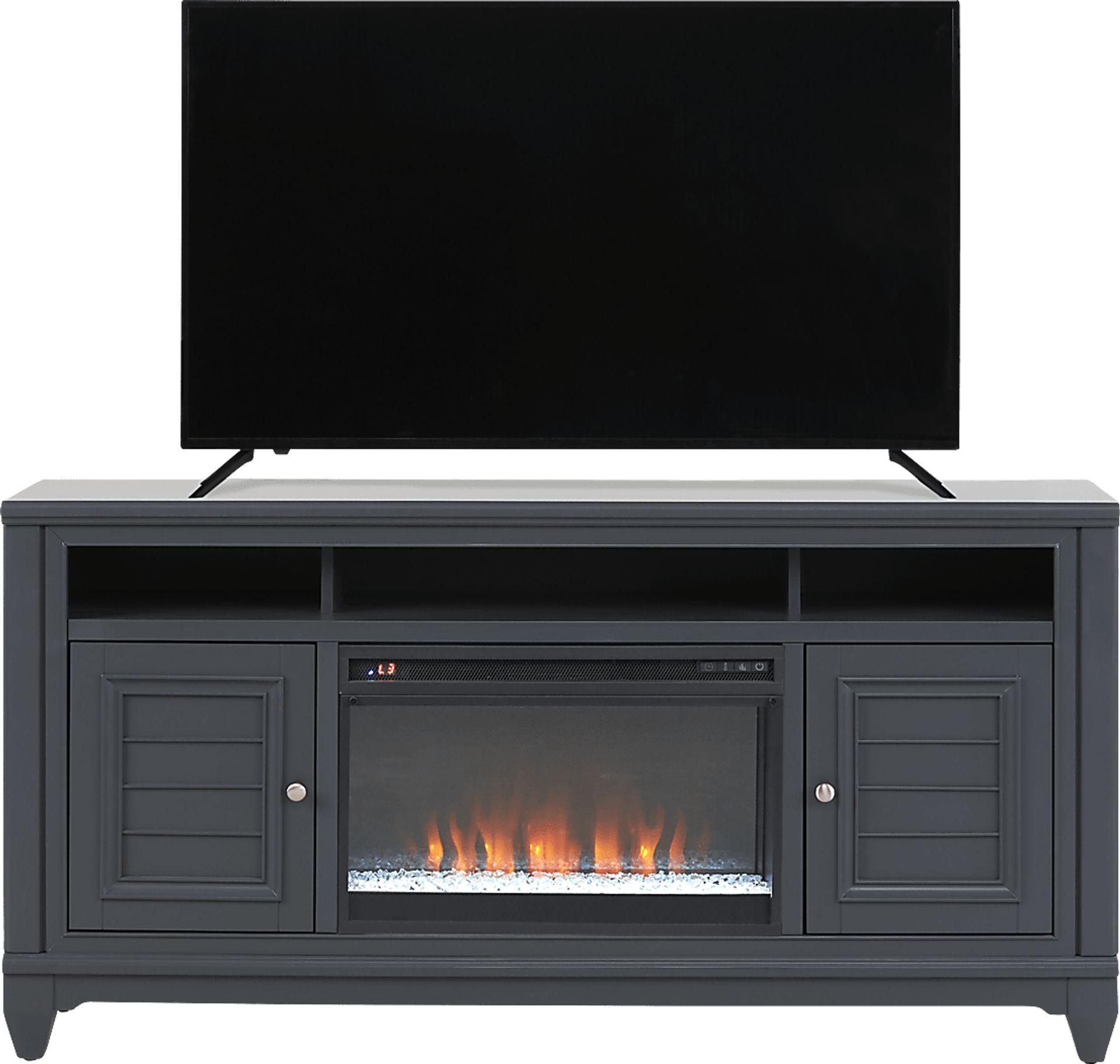 Hilton Head Graphite Black 66 in. Console With Electric Fireplace ...