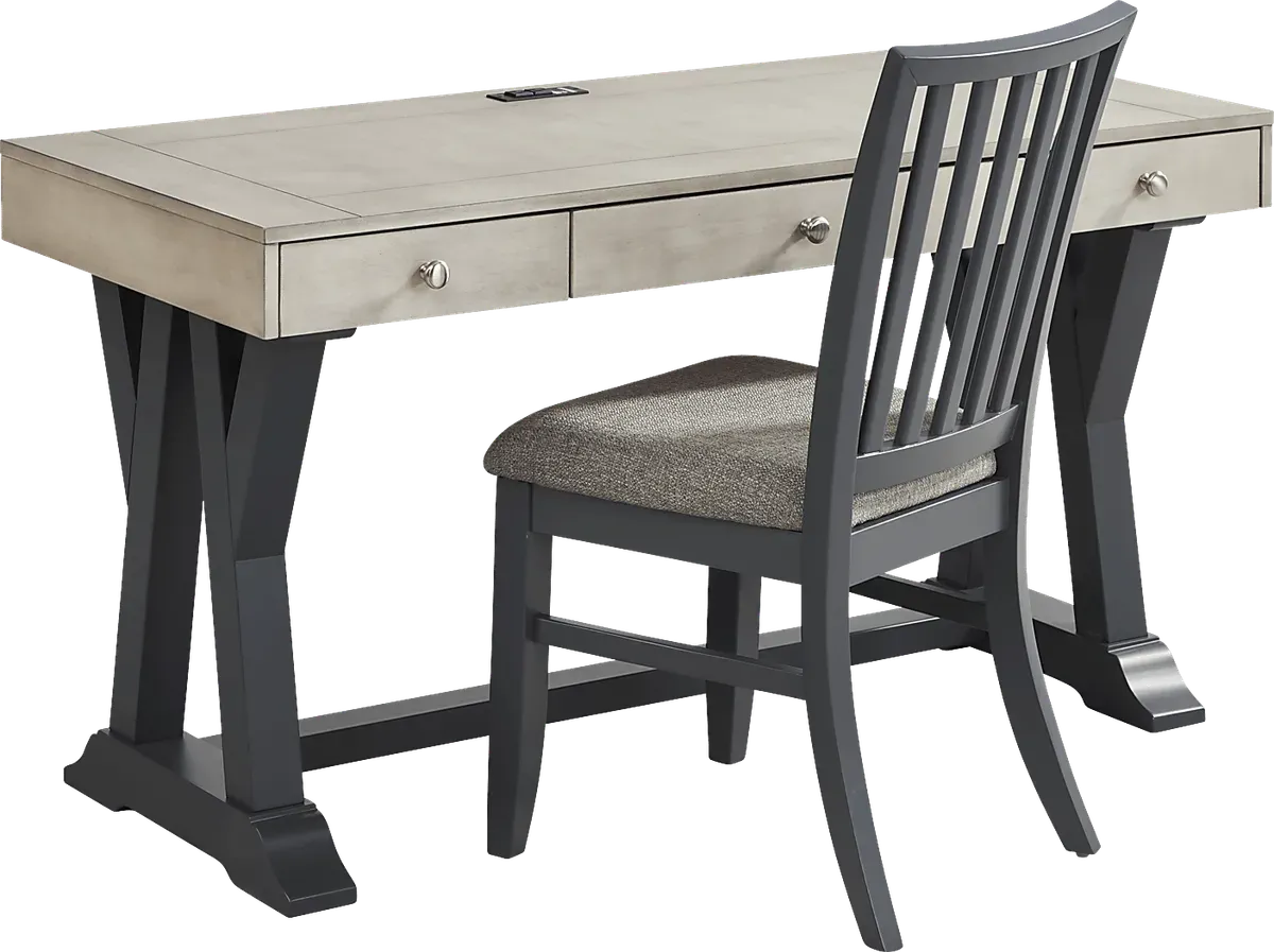 Hilton Head Graphite,Gray Black,Gray Gray Desk With Chair | Rooms to Go