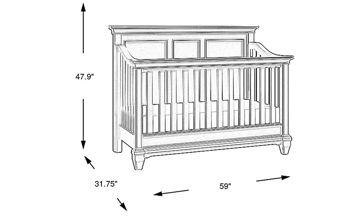 Hilton Head 3 Pc Gray Crib With Toddler Rail And Full Rails | Rooms to Go
