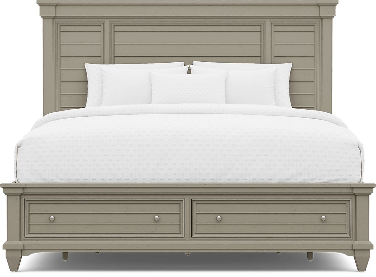 Hilton Head Gray 3 Pc King Panel Bed With Storage | Rooms to Go