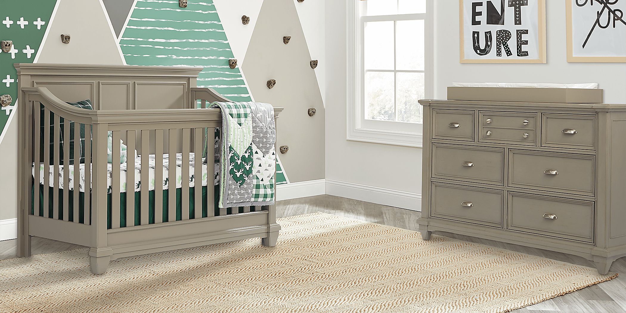 Hilton Head 6 Pc Gray Bedroom Set With Dresser & Changing Set, Crib ...