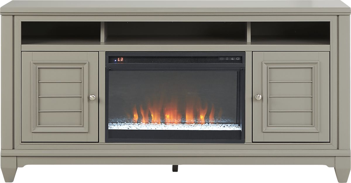 Hilton Head Gray 66 in. Console With Electric Fireplace | Rooms to Go