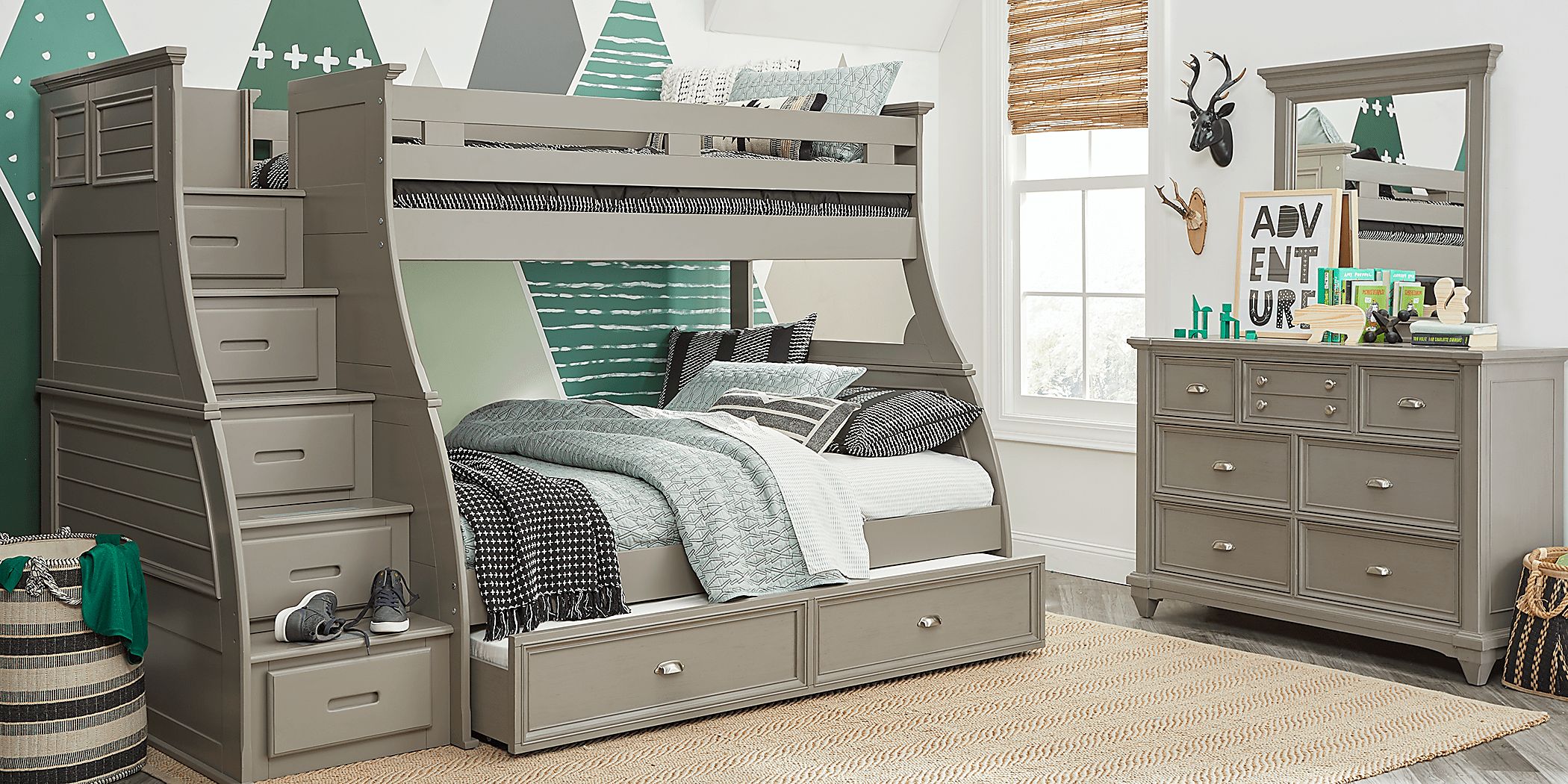 Hilton Head Gray Twin/Full Step Bunk | Rooms to Go
