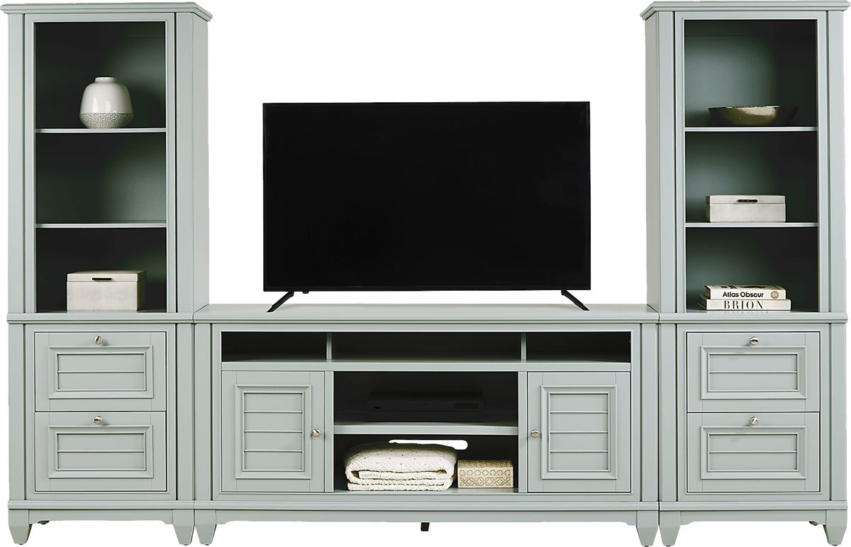 Hilton Head Mint Colors 3 Pc Wall Unit With 66 in. Console | Rooms to Go