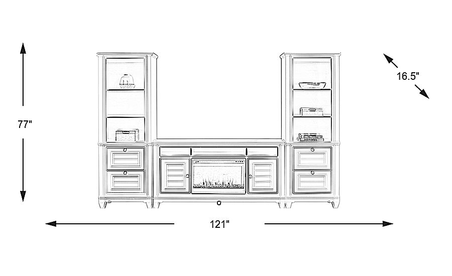 Hilton Head White 4 Pc Wall Unit with 66 in. Console and Electric ...