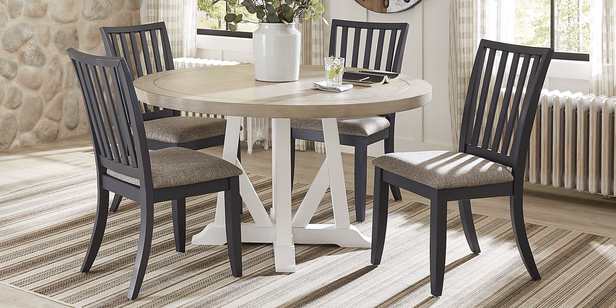 Hilton Head 5 Pc White Colors,White Graphite Gray Dining Room Set With ...