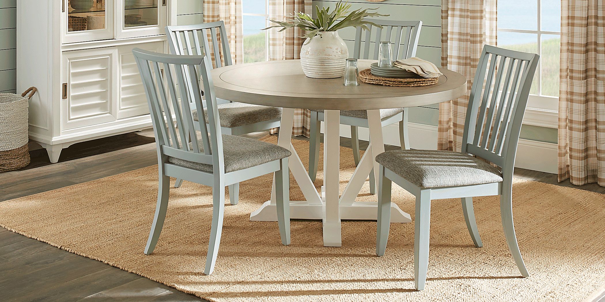 Hilton Head 5 Pc White Colors,White Mint Green Dining Room Set With ...