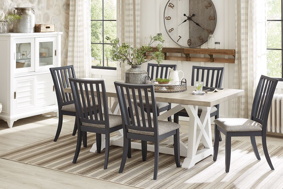 Hilton Head 5 Pc White Colors,White Graphite Gray Dining Room Set With ...