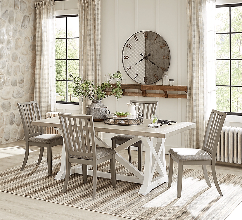 Hilton Head 5 Pc White Colors,White Gray Dining Room Set With Trestle ...