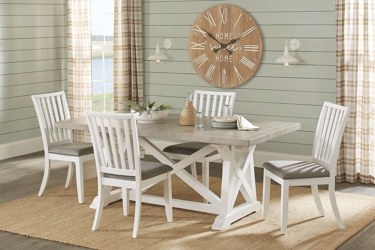 Hilton Head 5 Pc White Colors,White Dining Room Set With Trestle Dining ...