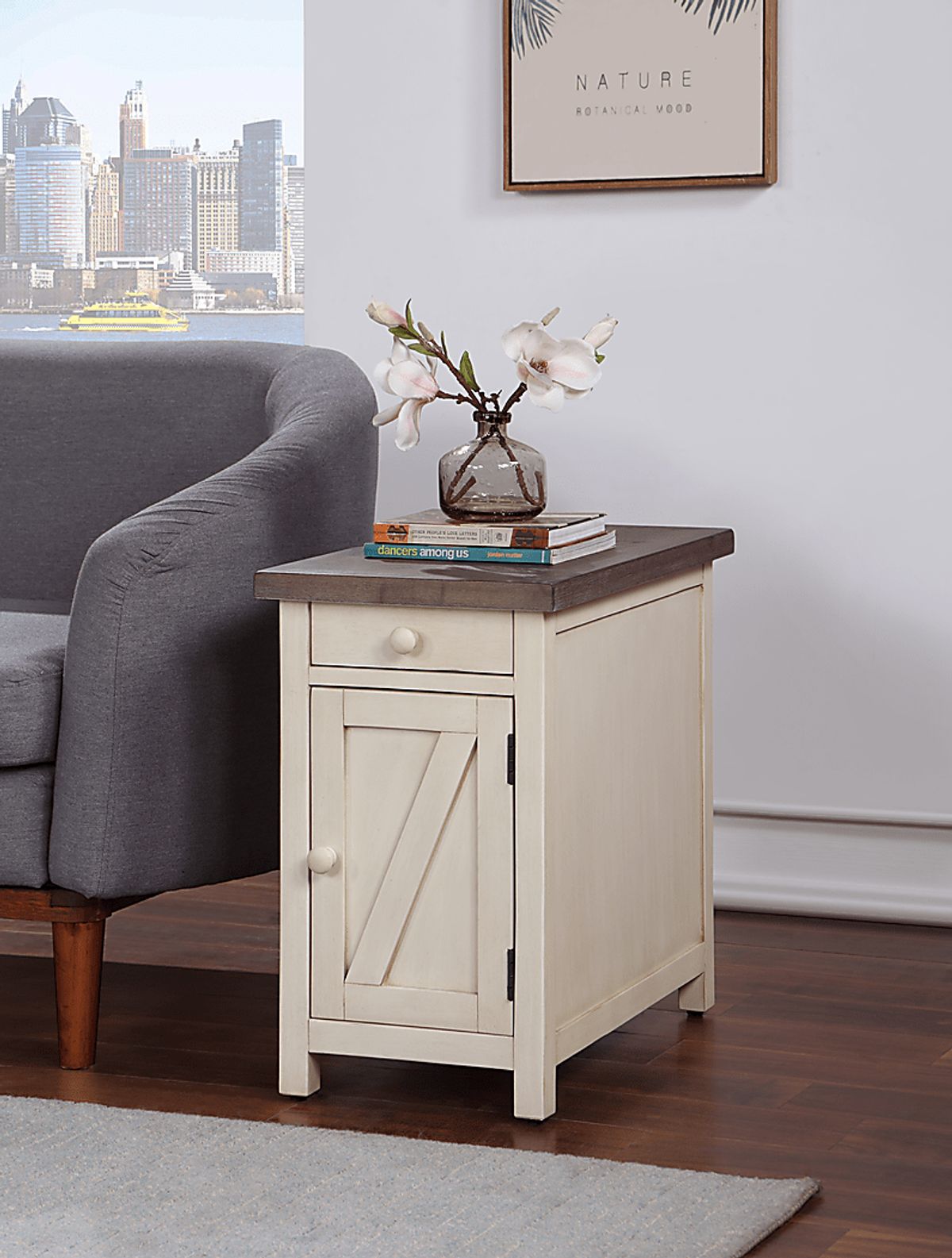 Hoege Cream Colors,Light Wood,White Side Table | Rooms to Go