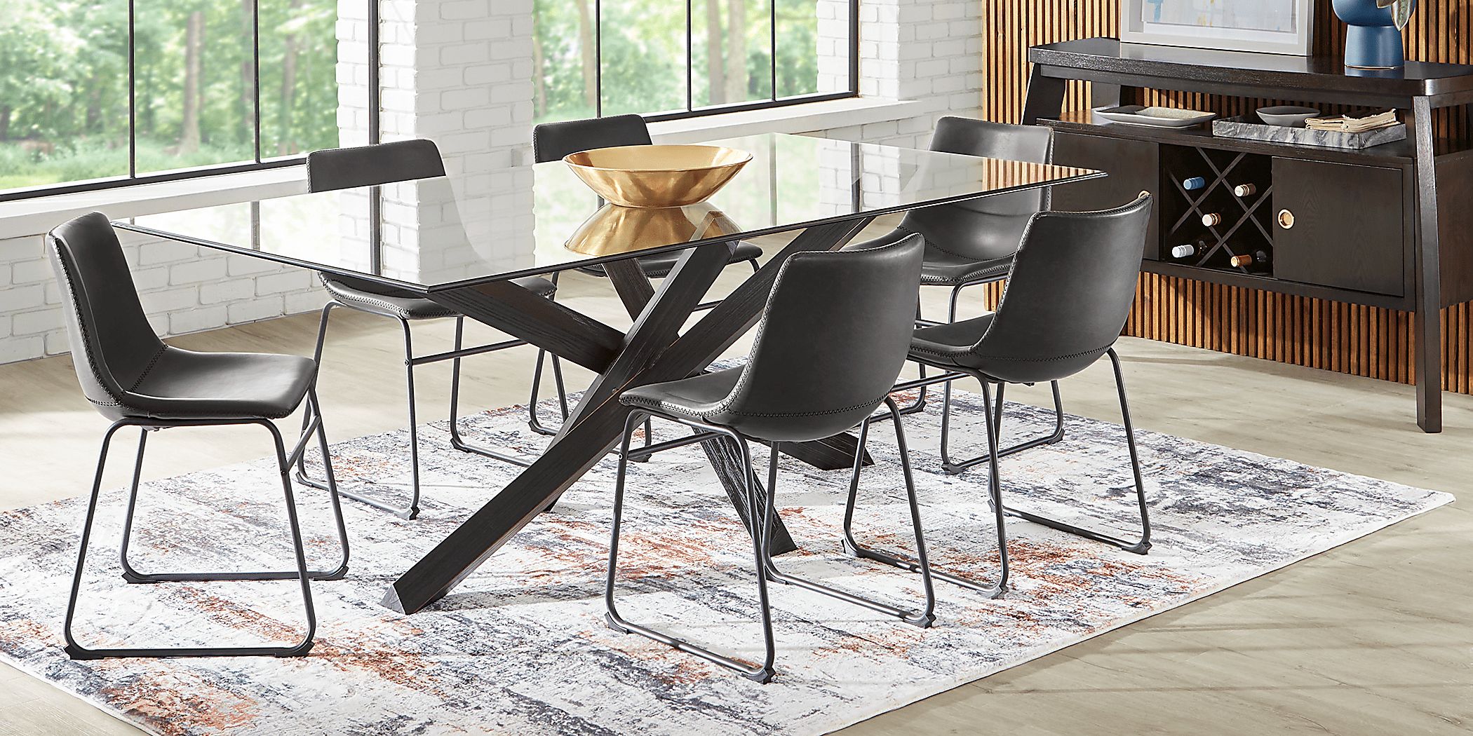 Hollybrooke 7 Pc Black Black,Colors Gray Dining Room Set With Dining ...