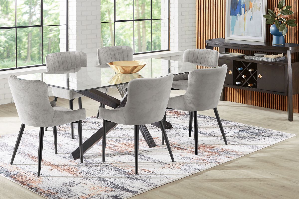 Hollybrooke 7 Pc Black Black,Colors Gray Dining Room Set With Side Chair, Dining Table | Rooms to Go