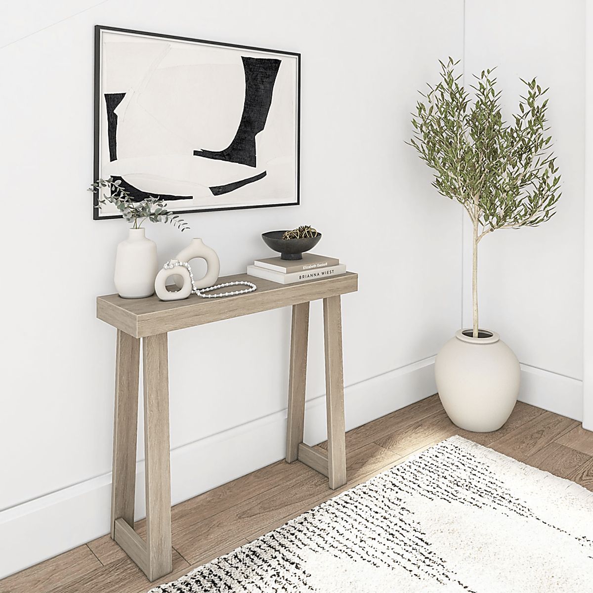 Honela Beige Colors,Light Wood,White Console Table | Rooms to Go