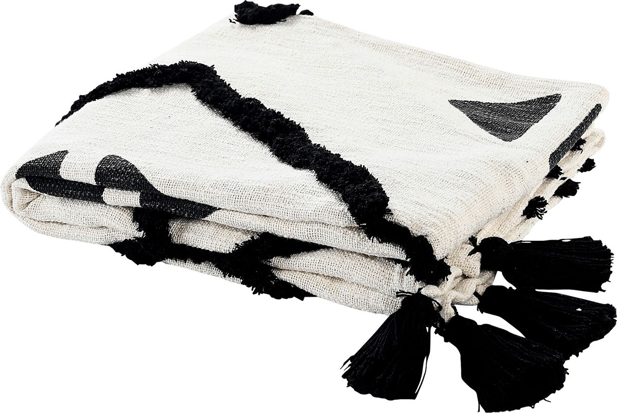 Hookstone III Black,White Throw Blanket | Rooms to Go