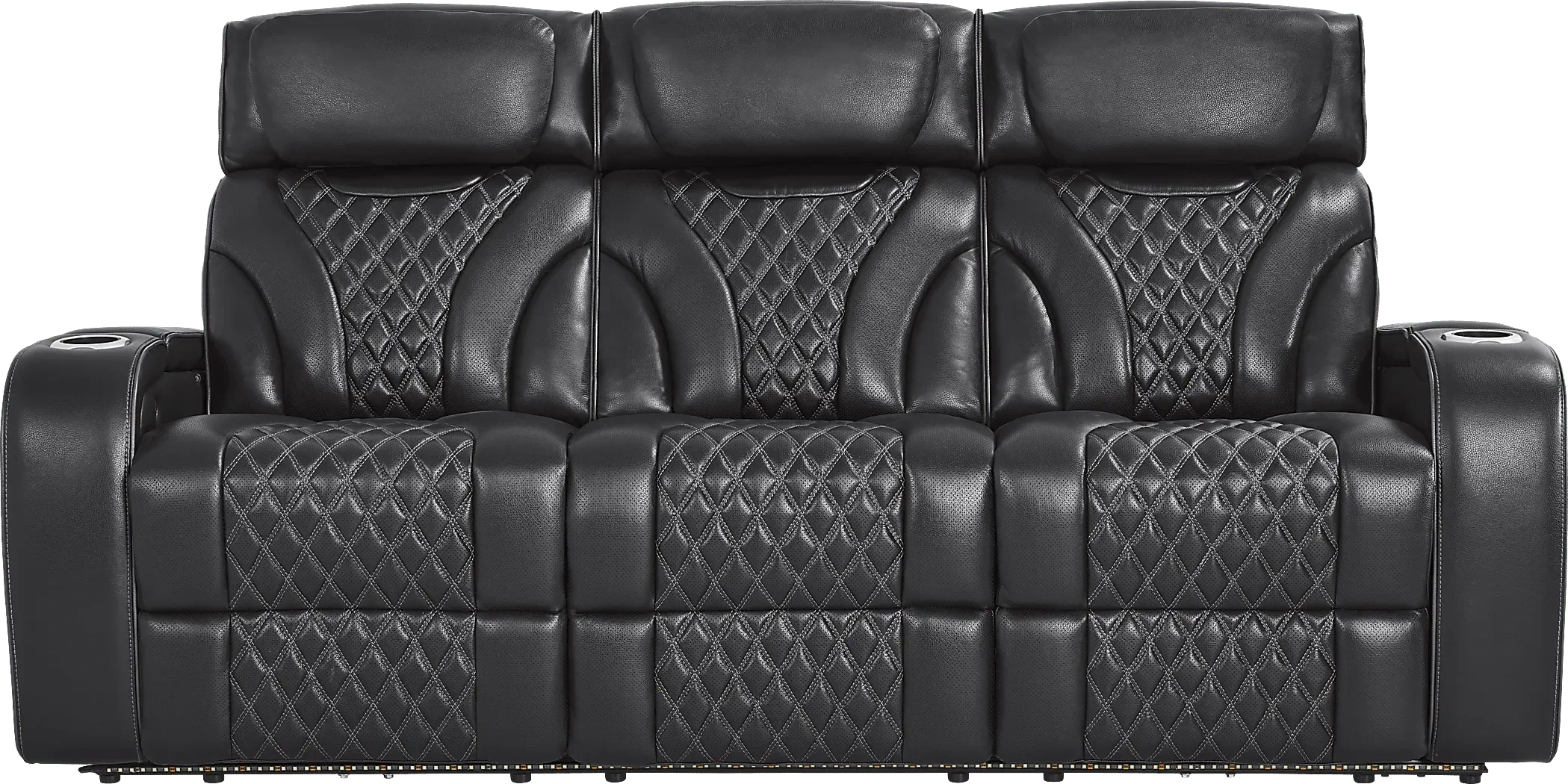 Horizon Ridge Black Leather Triple Power Reclining Sofa | Rooms to Go