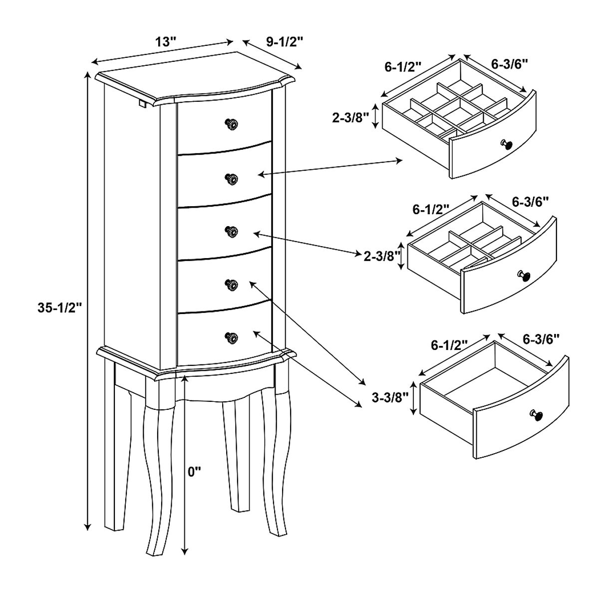 Howison White Colors,White Jewelry Armoire | Rooms to Go