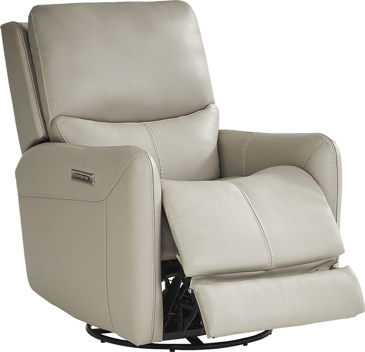 Hudson Place Dove Beige,Gray Leather Triple Power Swivel Recliner ...