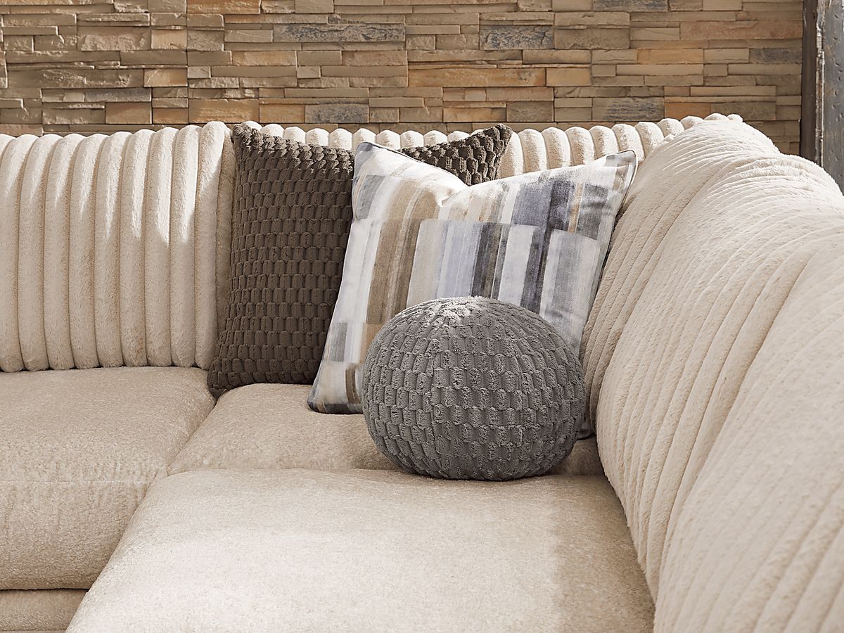 Cindy Crawford Hudson Street Beige Knitted Right Arm 3 Pc Sectional ...